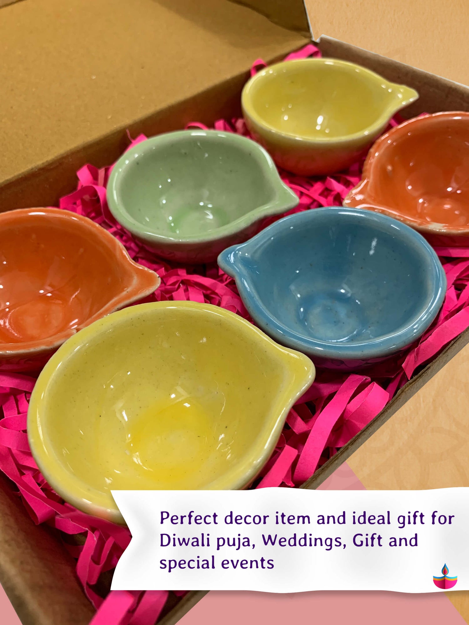 Buy Colorful & Handmade Diwali Ceramic Diyas for Gifting