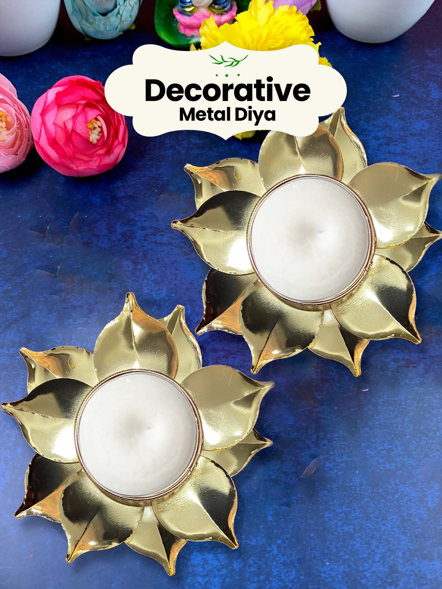 Decorative Diyas For Diwali - Metal Diyas (Gift Set of 2)