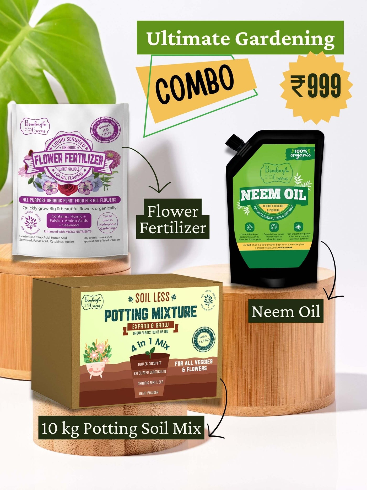 Beginners Kit for Gardening - Organic Soil, Fertilizer, Neem Oil