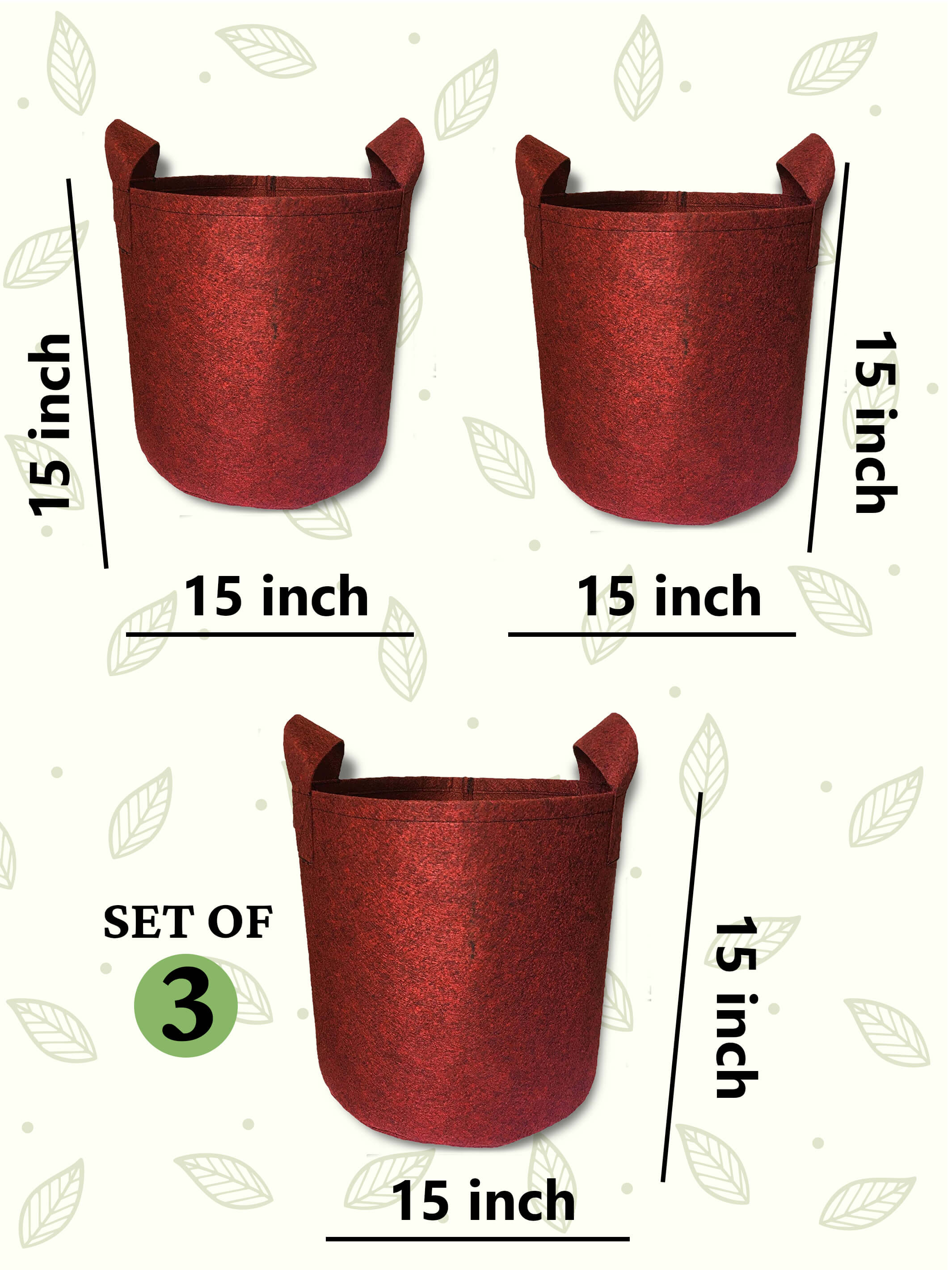 Geo Fabric Grow Bags For Plants | Bombay Greens | 15X15 Inch