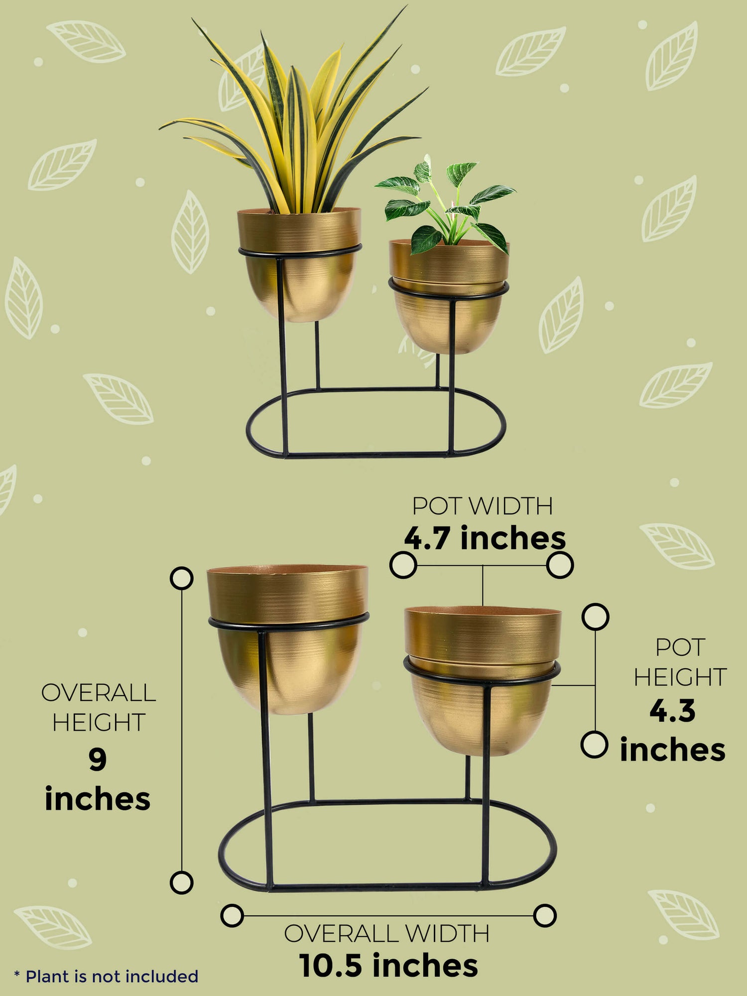 Duo Metal Pot - Gold with Black Stand
