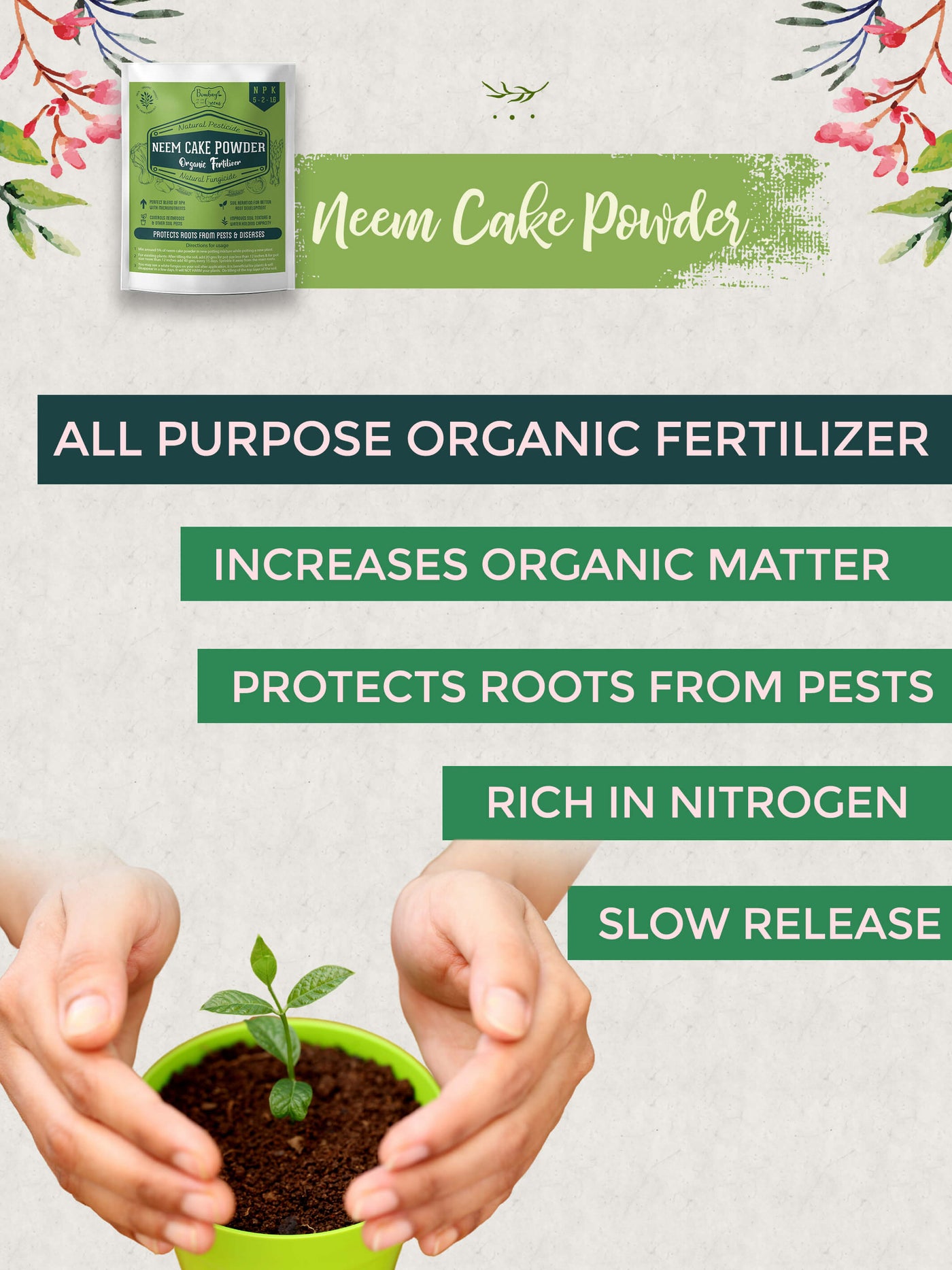 Buy Organic Neem Cake Powder - 900 Grams | Bombay Greens